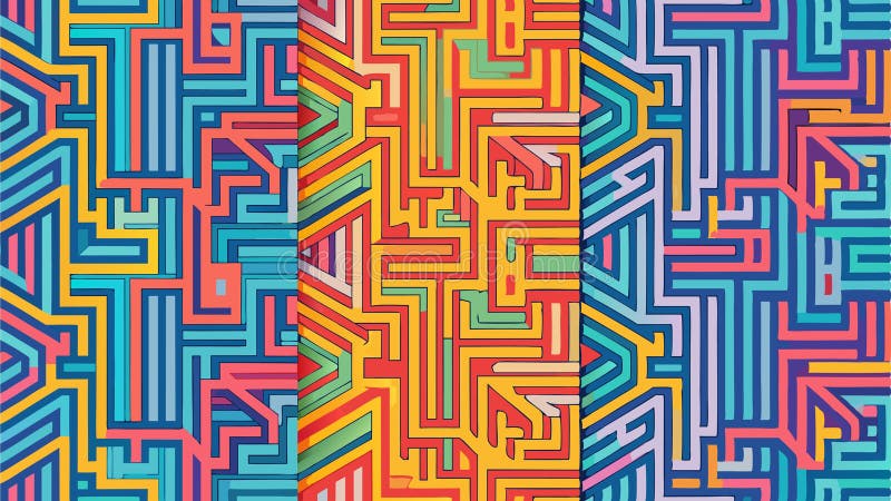 Colorful Maze Seamless Patterns – Abstract Liquid Line Textures for ...