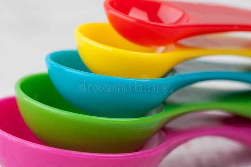 Colorful Measuring Spoons Stacked Together Closeup Stock Photo - Image ...
