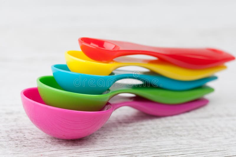 Colorful Measuring Spoons Stacked Together Closeup Stock Photo - Image ...
