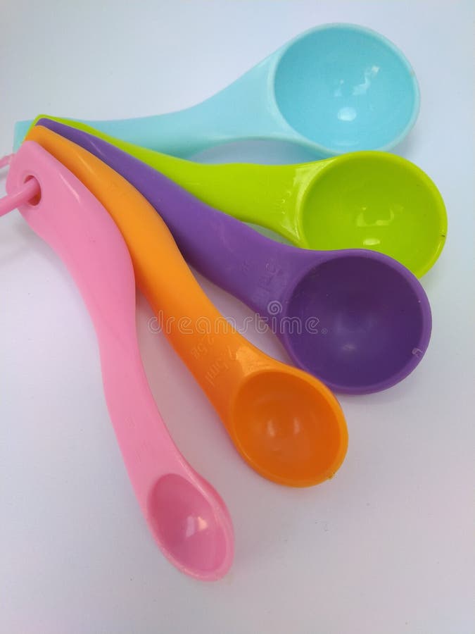 Colorful Measuring Spoons on a White Background Stock Image - Image of ...