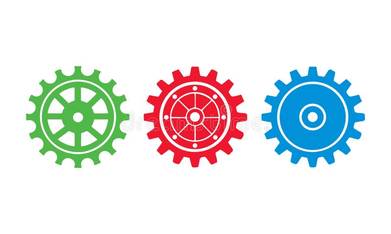 Colorful Mechanical Gear Wheels Isolated on White. Stock Vector ...