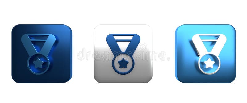 Colorful Medal Icon Isolated on White Background. Winner Symbol. Square ...