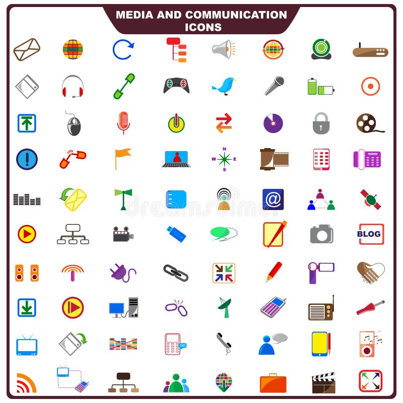 Colorful Media and Communication Icon Stock Vector - Illustration of ...