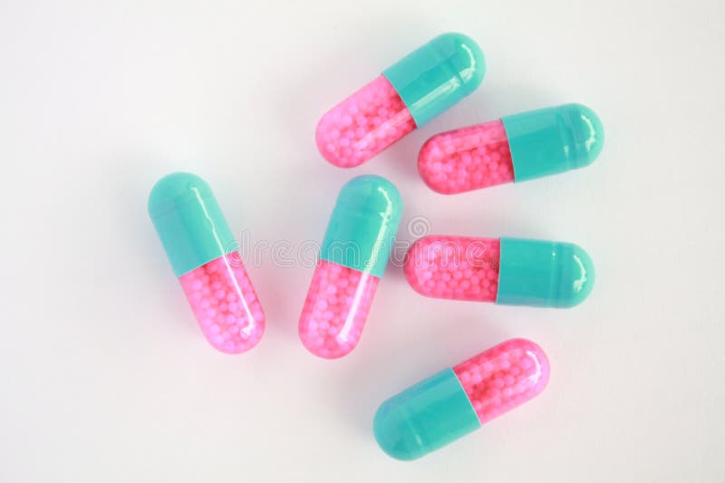 Colorful Medical Capsules on White Stock Photo - Image of blue ...