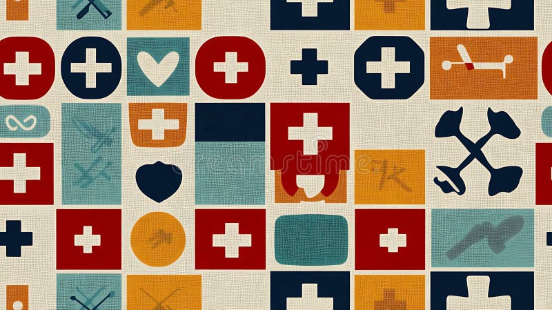 Colorful Medical Cross Symbols Seamless Pattern Texture Stock ...
