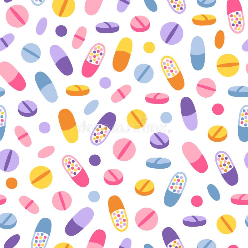 Colorful Medical Pills Seamless Pattern Stock Vector - Illustration of ...