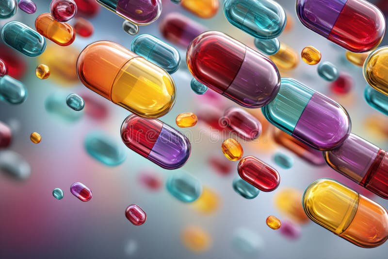 Colorful Medicine Capsules Float in a Soft Gradient Space Creating an ...
