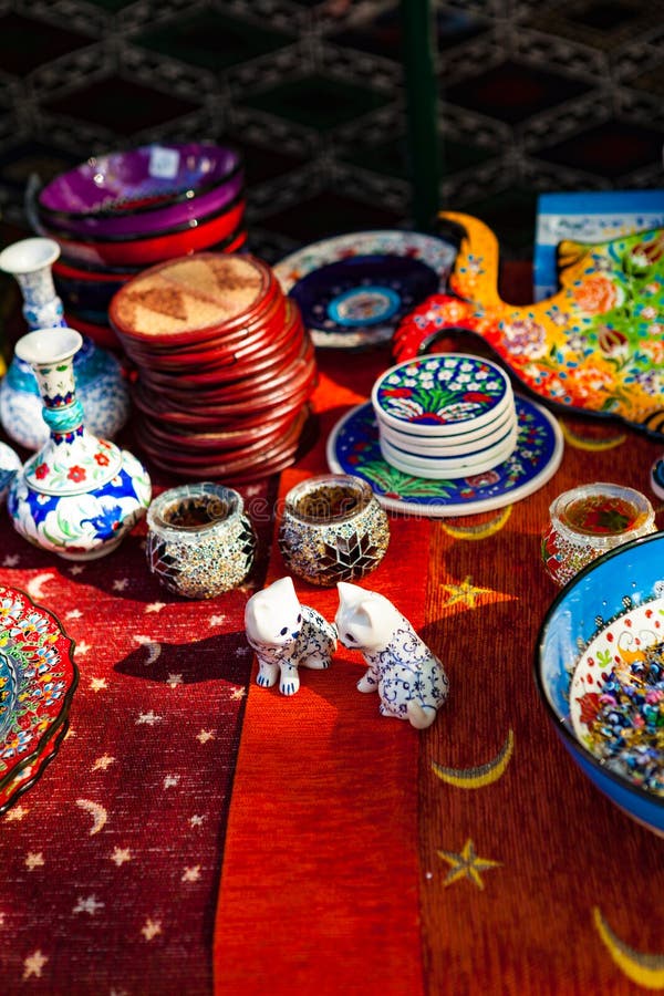 A Colorful Mediterranean Dinnerware Display Stock Photo - Image of ...