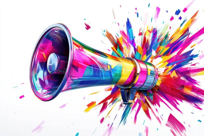 A Colorful Megaphone on a Plain White Background, Ideal for Use in ...