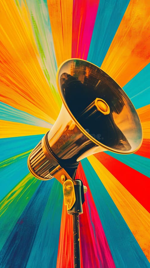 Colorful Megaphone with Vibrant Radial Background, Artistic Concept ...
