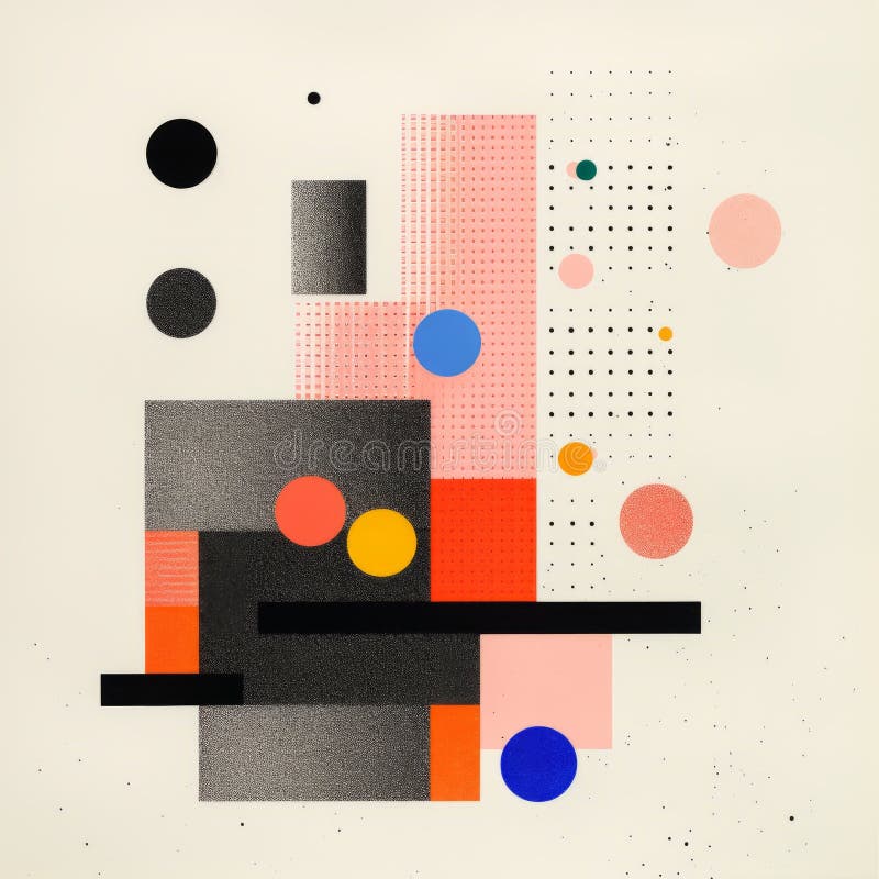 Colorful Memphis Design Painting with Dotted Forms and Data ...