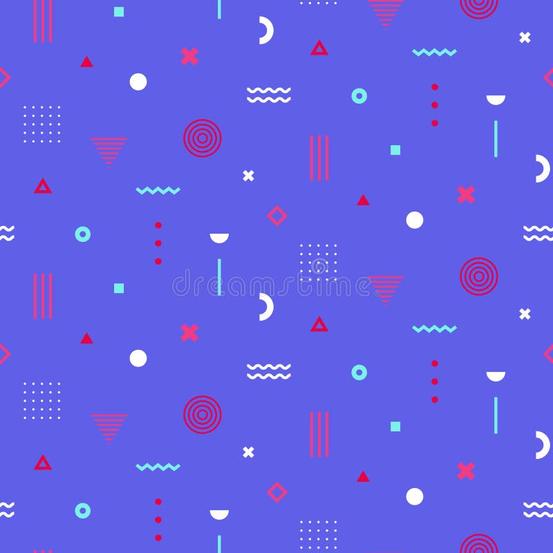 Colorful Memphis Seamless Pattern. Repetitive Print with Different ...