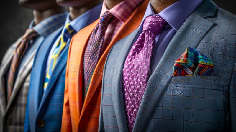 Colorful Men S Suits and Ties. Generative Ai Stock Illustration ...