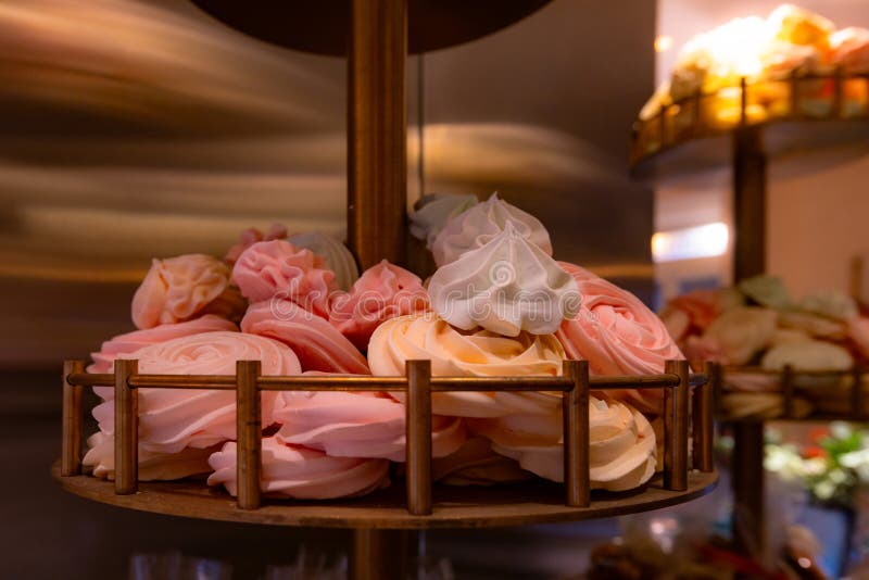 Colorful Meringue Cookies on a Dessert Stand Stock Photo - Image of ...
