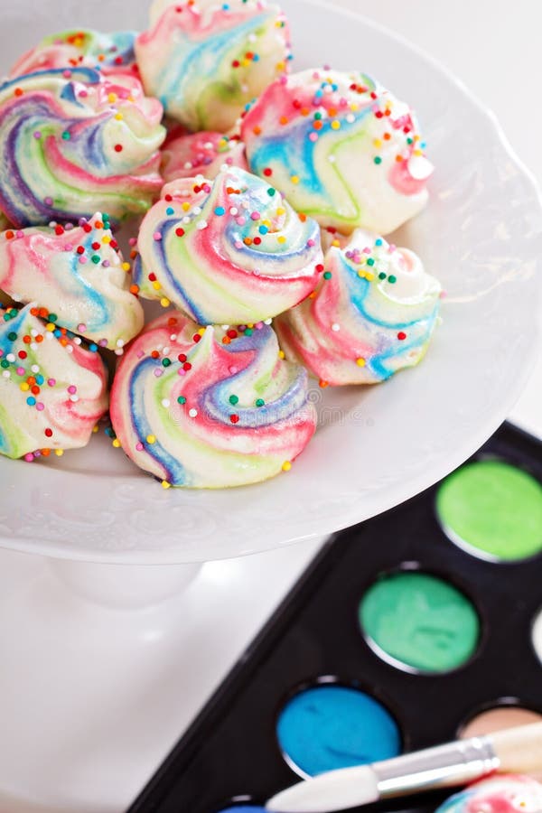 Colorful Meringues Rainbow Colors Stock Image - Image of homemade ...