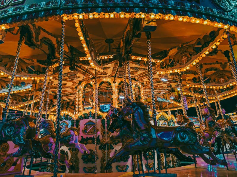 Colorful Merry-go-round Carousel in a London Park Editorial Photo ...
