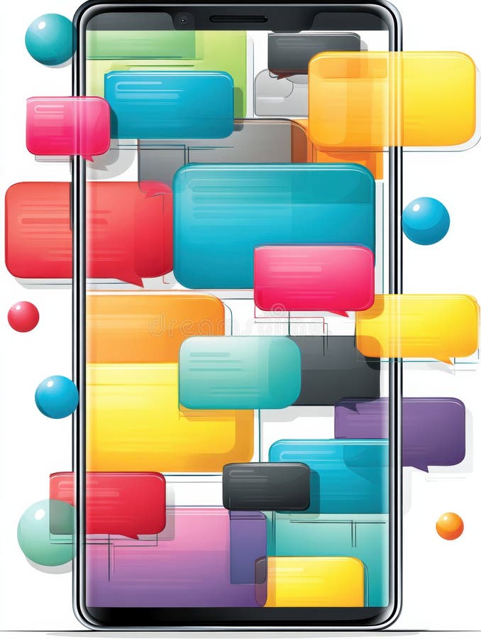 Smartphone Chat Interface Showcasing Vibrant Message Bubbles in a ...