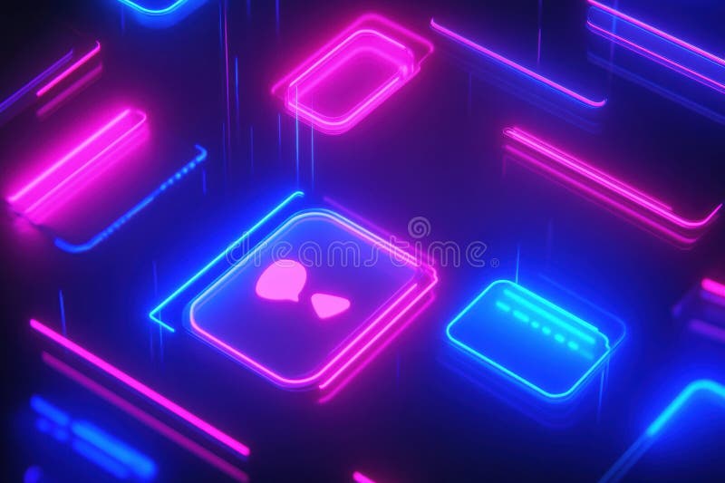 Floating Message Bubbles and Glowing Notifications in a Vibrant Social ...