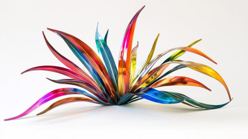 Colorful Metal Leaf Sculpture on White Background Stock Illustration ...