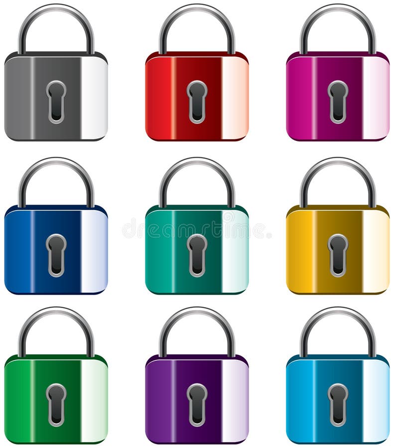 Colorful metal locks stock vector. Illustration of metal - 19684442