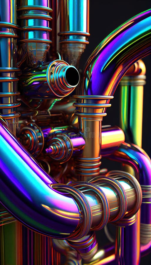 Colorful Metal Pipes Background, Ai Generation Stock Illustration ...
