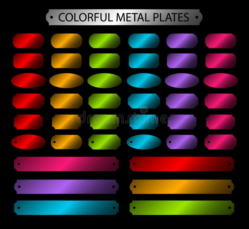 Colorful Metal Plates Vector Set Stock Vector - Illustration of metal ...