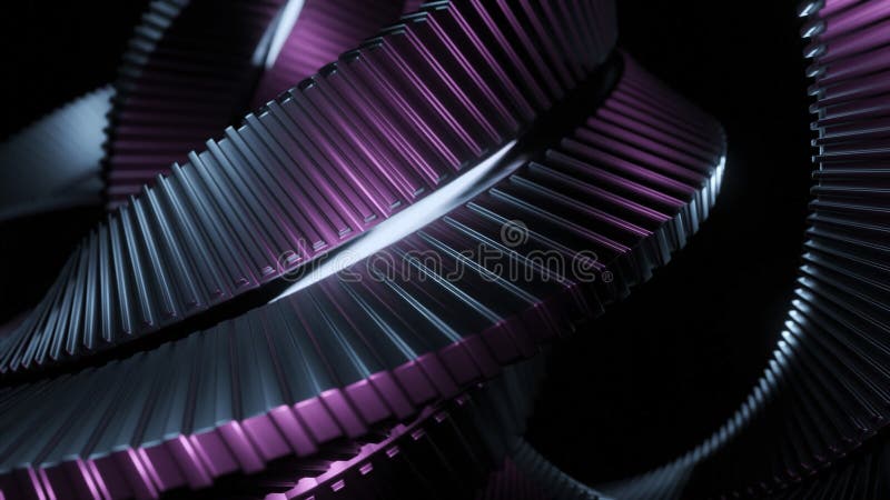 Colorful Metal Spiral Rotating in Space. Design. 3D Model of Abstract ...