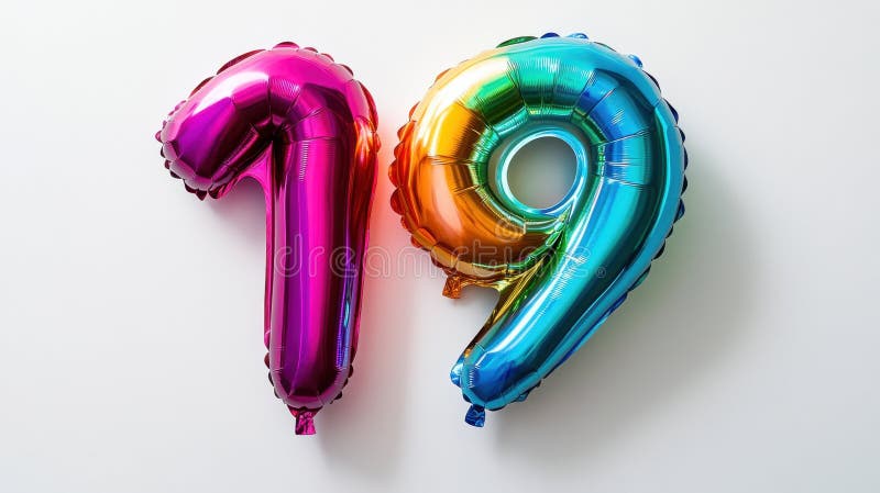 Set of Number Nineteen Year 19 Year Celebration Design. Anniversary ...