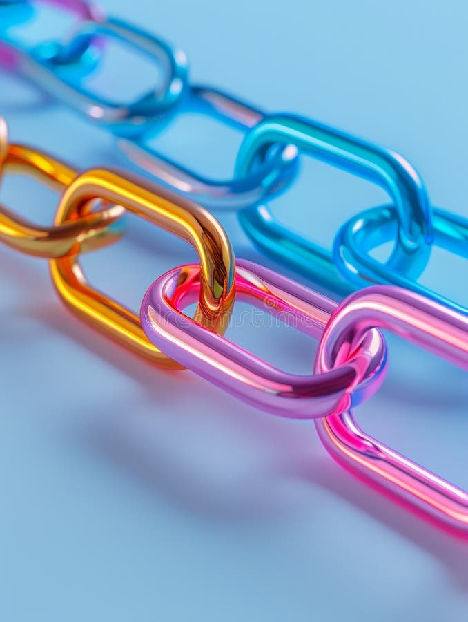 Colorful Metallic Chain Links Blue Background Stock Photos - Free ...