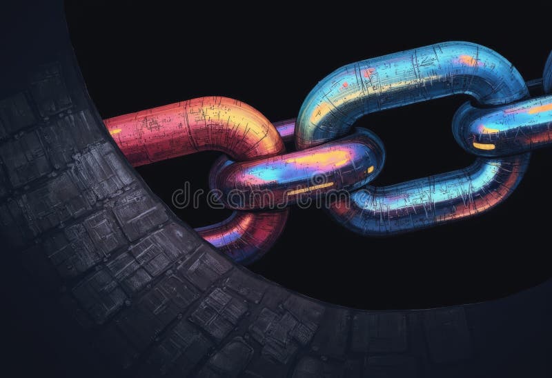 Colorful Metallic Chain Links Representing Strength and Connection ...