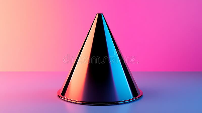 Colorful Metallic Cone Against Gradient Background Stock Illustration ...
