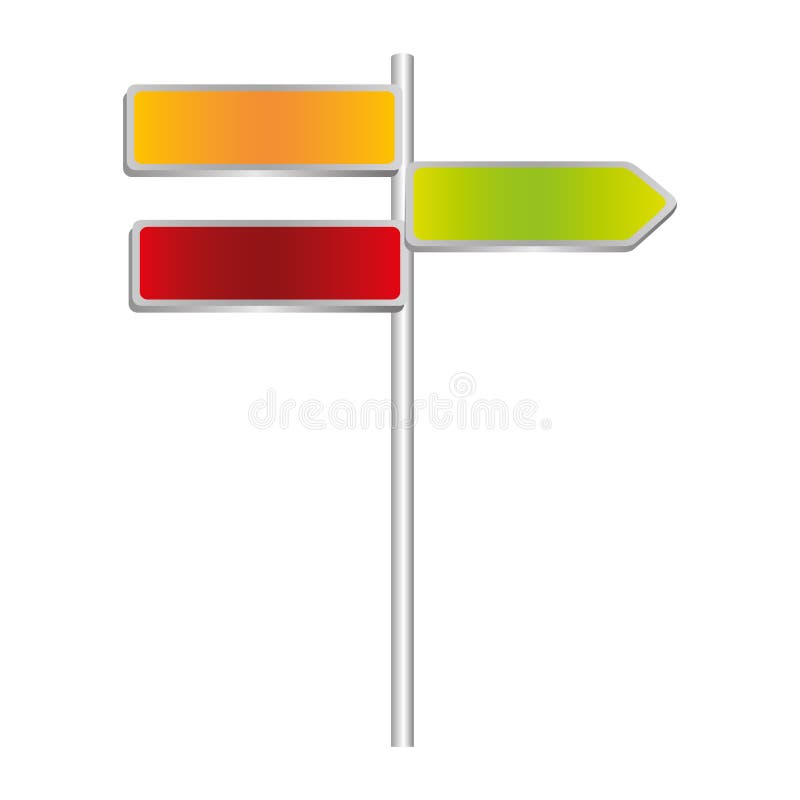 Colorful Metallic Direction Board and Set Sign Post Stock Illustration ...