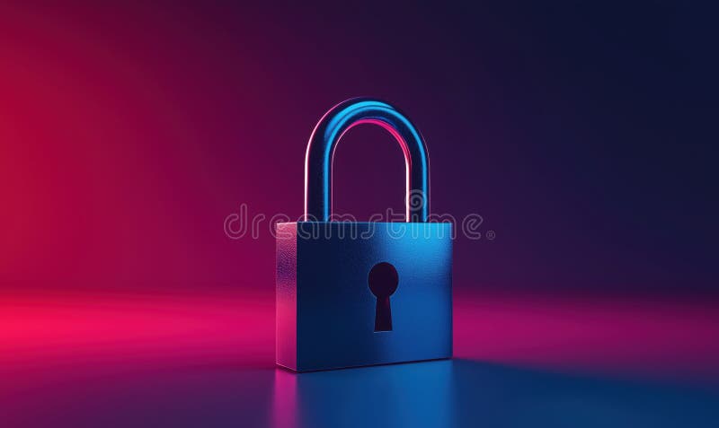 Colorful Metallic Padlock on Gradient Background Representing Security ...
