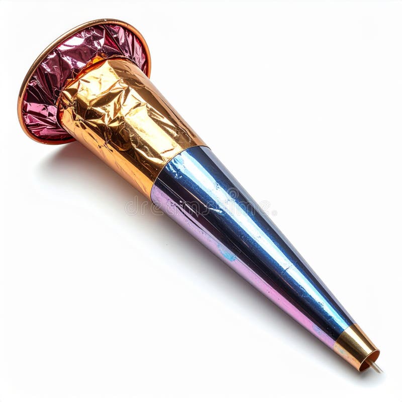 Colorful Metallic Party Horn on White Background Stock Illustration ...