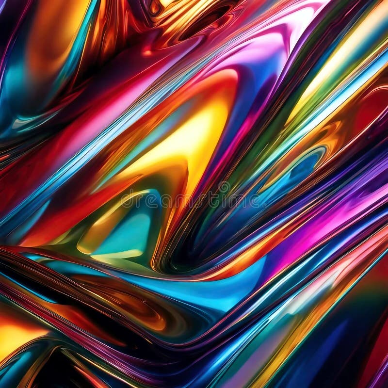 Abstract Vibrant Metallic Ribbons and Spheres in Dynamic Motion Stock ...