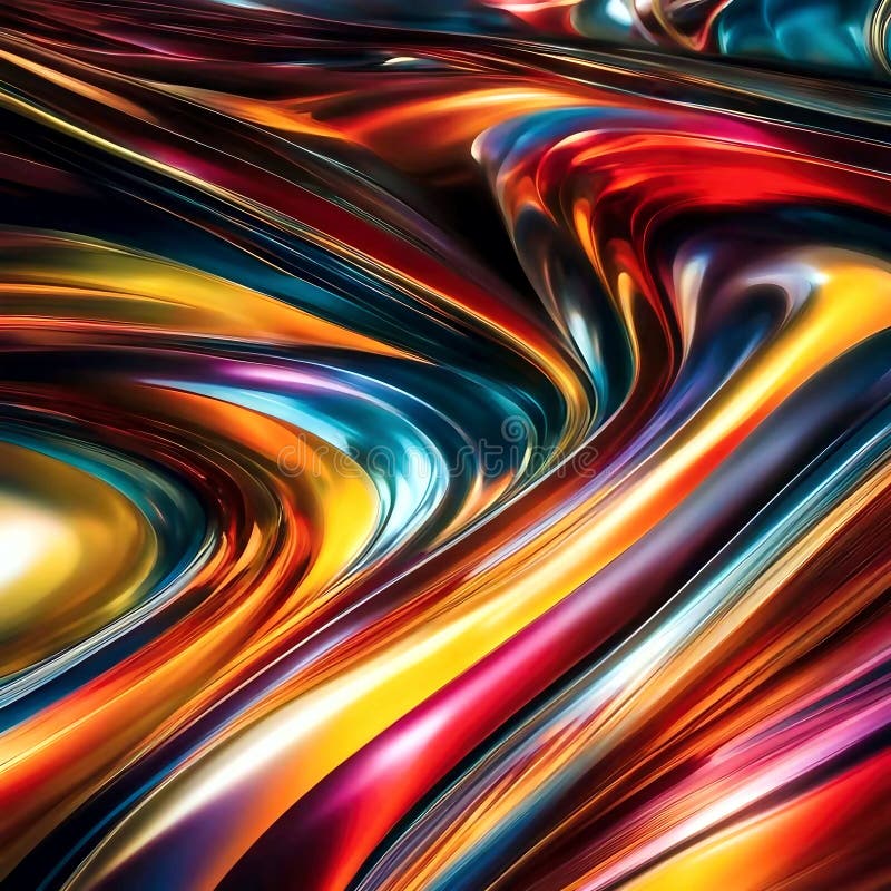 Abstract Vibrant Metallic Ribbons and Spheres in Dynamic Motion Stock ...