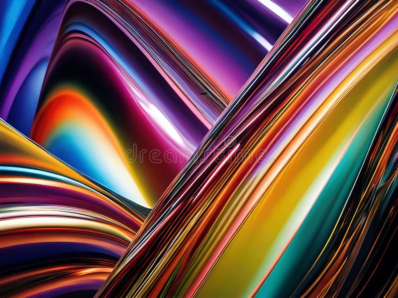 Abstract Vibrant Metallic Ribbons and Spheres in Dynamic Motion Stock ...