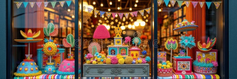 Colorful Mexican Art Shop Display Vibrant Decorations Crafts Stock ...