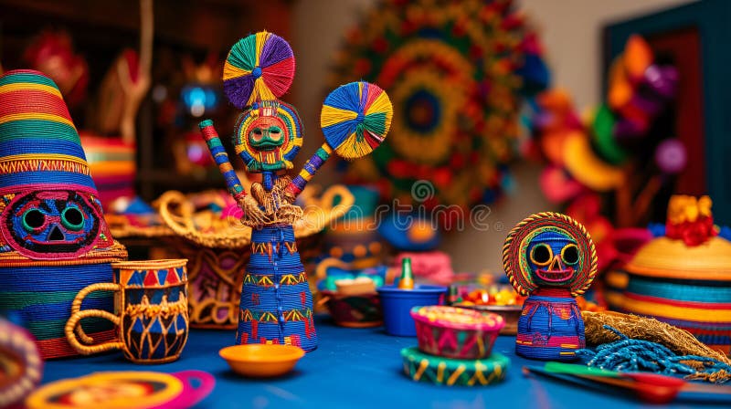 Colorful Mexican Crafts Representing Day of the Dead Celebration Stock ...