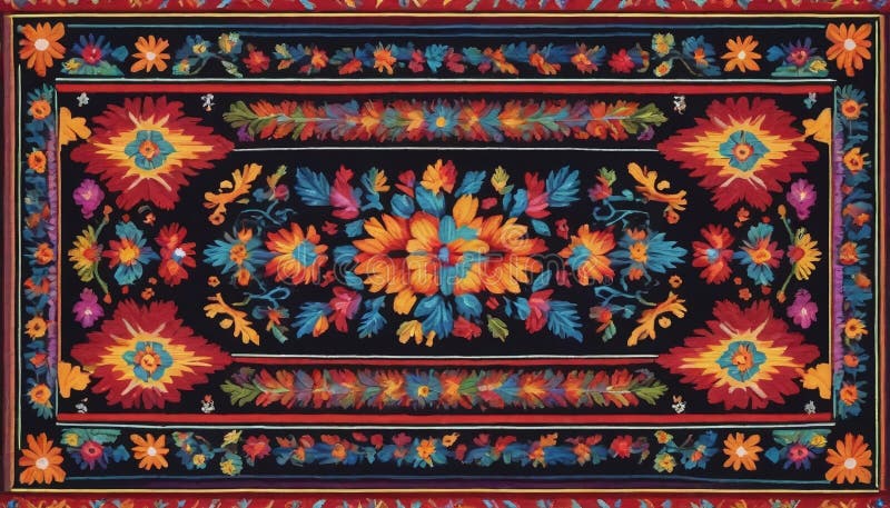 Colorful Mexican Rug Decorative Pattern. Generative AI Stock ...