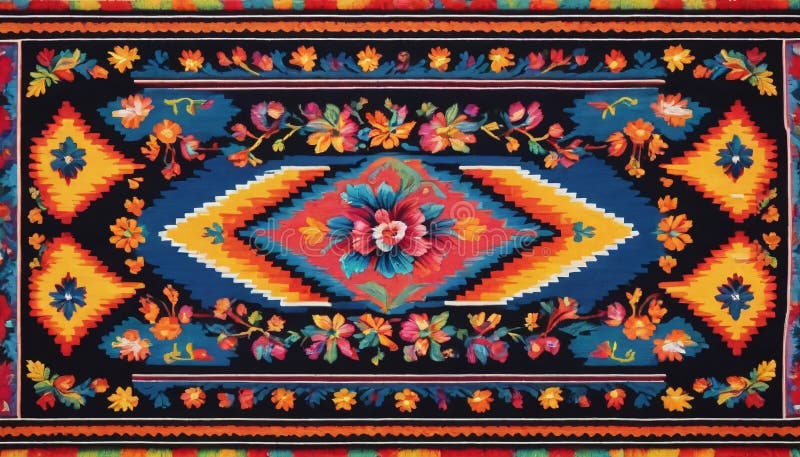 Colorful Mexican Rug Decorative Pattern. Generative AI Stock ...