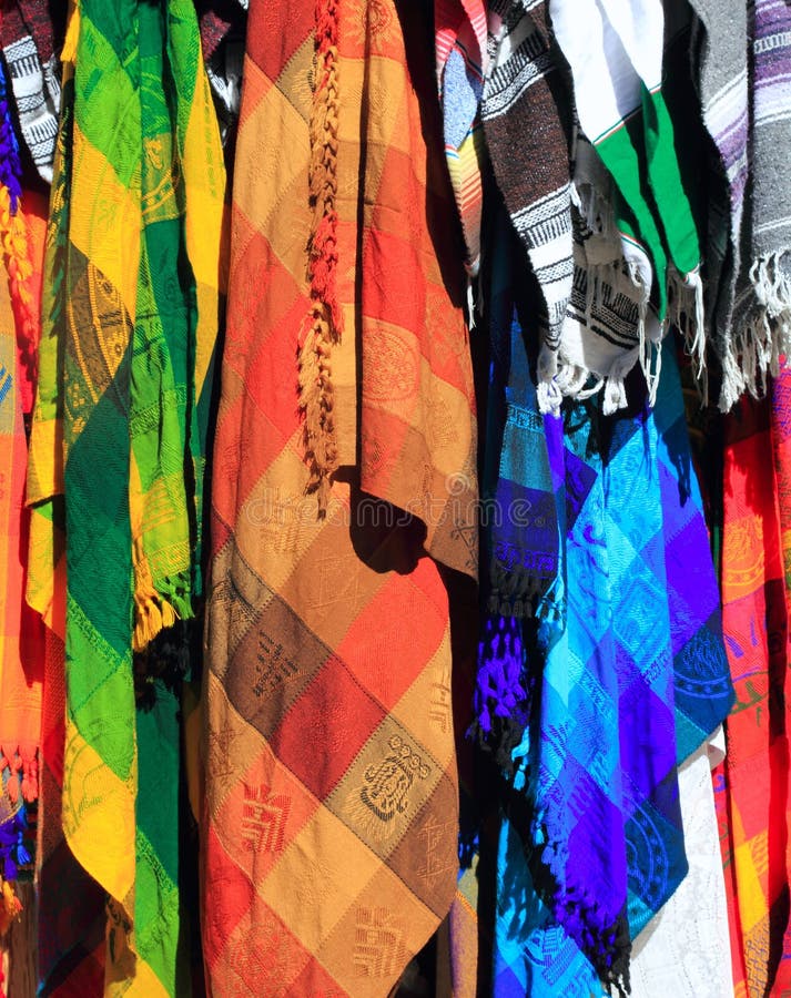 Colorful Mexican Serape Fabric Chiapas Dress Stock Photo - Image of ...