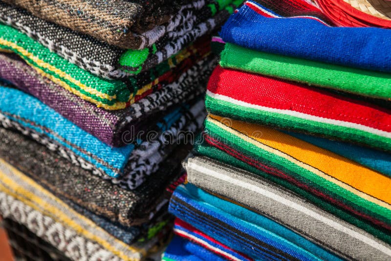 Colorful Mexican Serapes Hang in Row. Stock Photo - Image of blanket ...