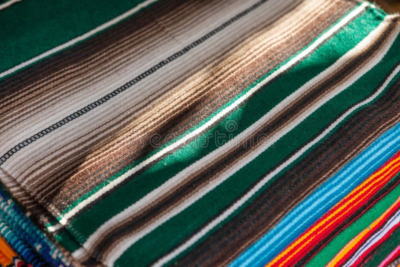 Colorful Mexican Serapes Hang in Row. Stock Image - Image of artistic ...