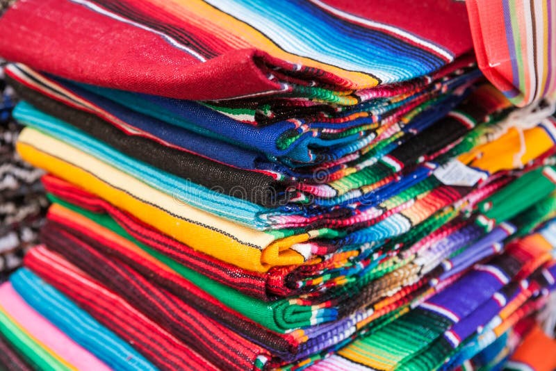 Colorful Mexican Serapes Hang in Row. Stock Photo - Image of hispanic ...