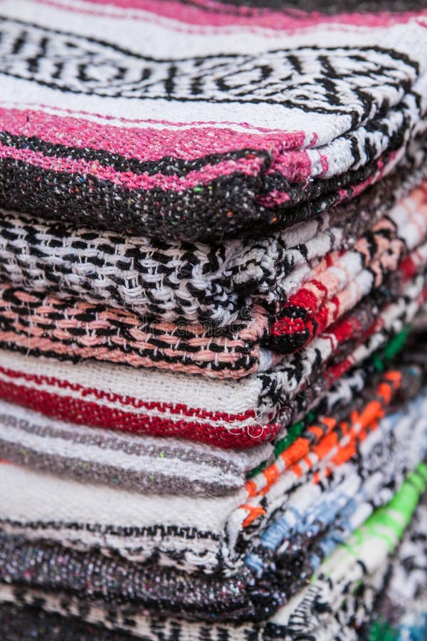 Colorful Mexican Serapes Hang in Row. Stock Image - Image of descent ...