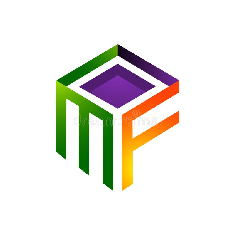 Colorful MF Logo Initial Letter on Te Box Graphic Concept Vector Stock ...