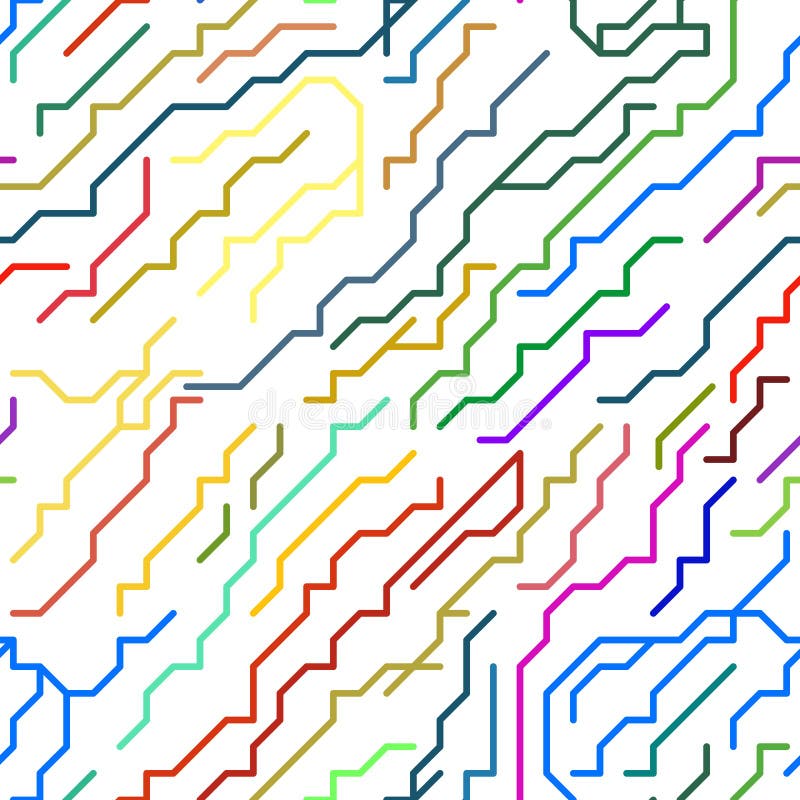 Colorful Micro Chip Lines Seamless Pattern. Vector Stock Vector ...