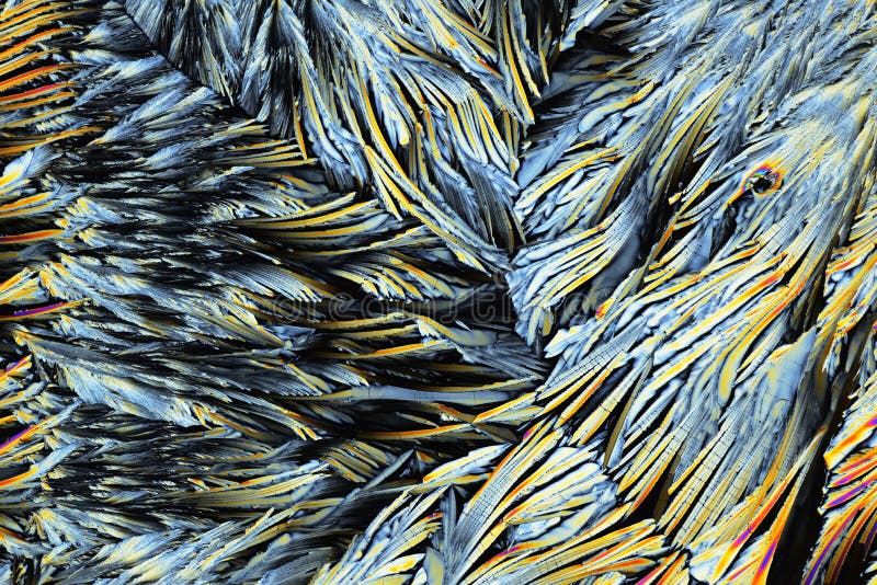 Colorful Micro Crystals in Polarized Light. Photo through a Microscope ...