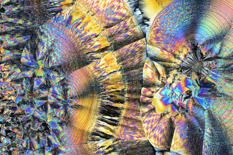 Colorful Micro Crystals in Polarized Light. Photo through a Microscope ...